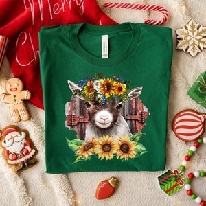 Sunflower Goat DTF Transfer: Watercolor Farm Art Iron-on - Etsy