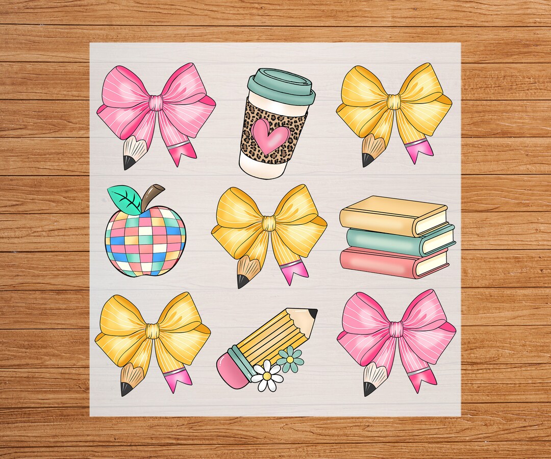 Teacher Pencil Coquette Bow DTF Transfer, School Design, Ready Press ...