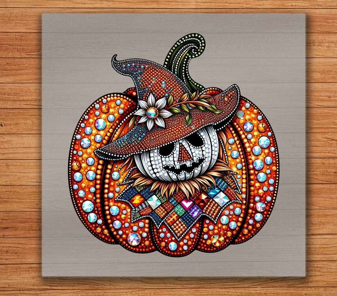 Glitter Scarecrow Pumpkin DTF Transfer, Halloween Iron-on Decal - Etsy