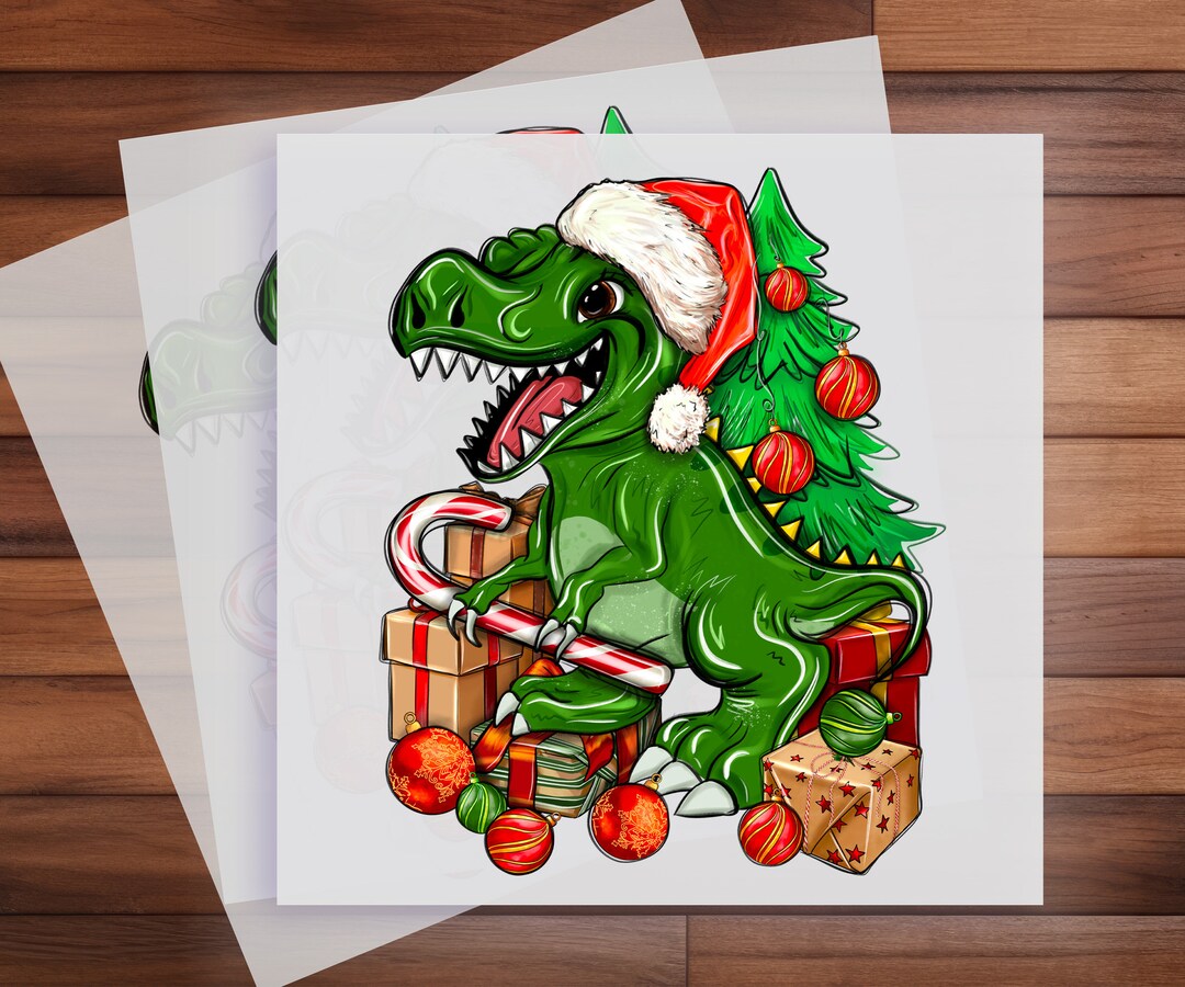 Christmas T-rex DTF Transfer – Holiday Dinosaur Iron-on - Etsy