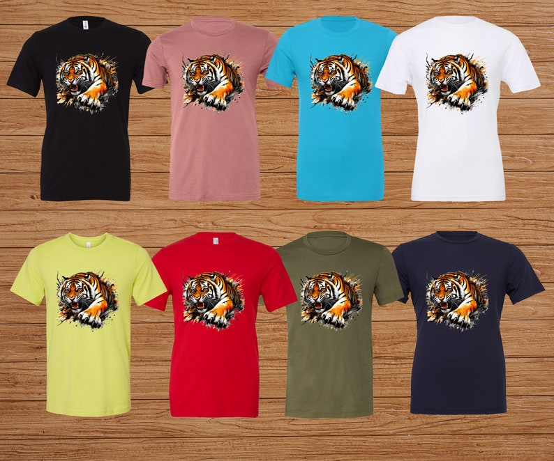 Vibrant Watercolor Tiger DTF Transfer - Aggressive Angry Pouncing Tiger ...