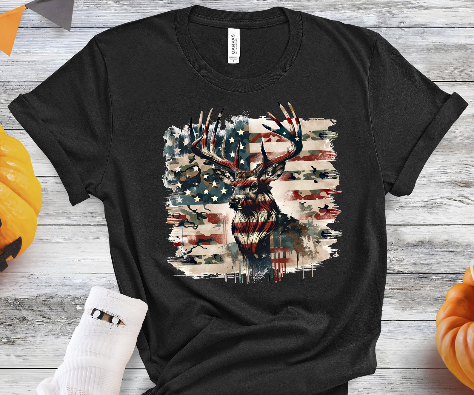 Army Style Deer American Flag DTF Transfer: Patriotic Hunting Apparel ...
