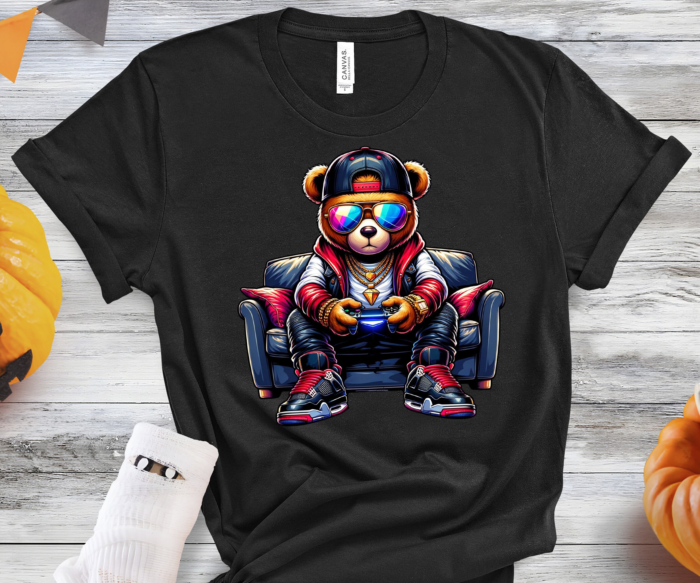 Graffiti Gamer Teddy Bear DTF Transfer: Urban Hip Hop Iron-on Decal - Etsy