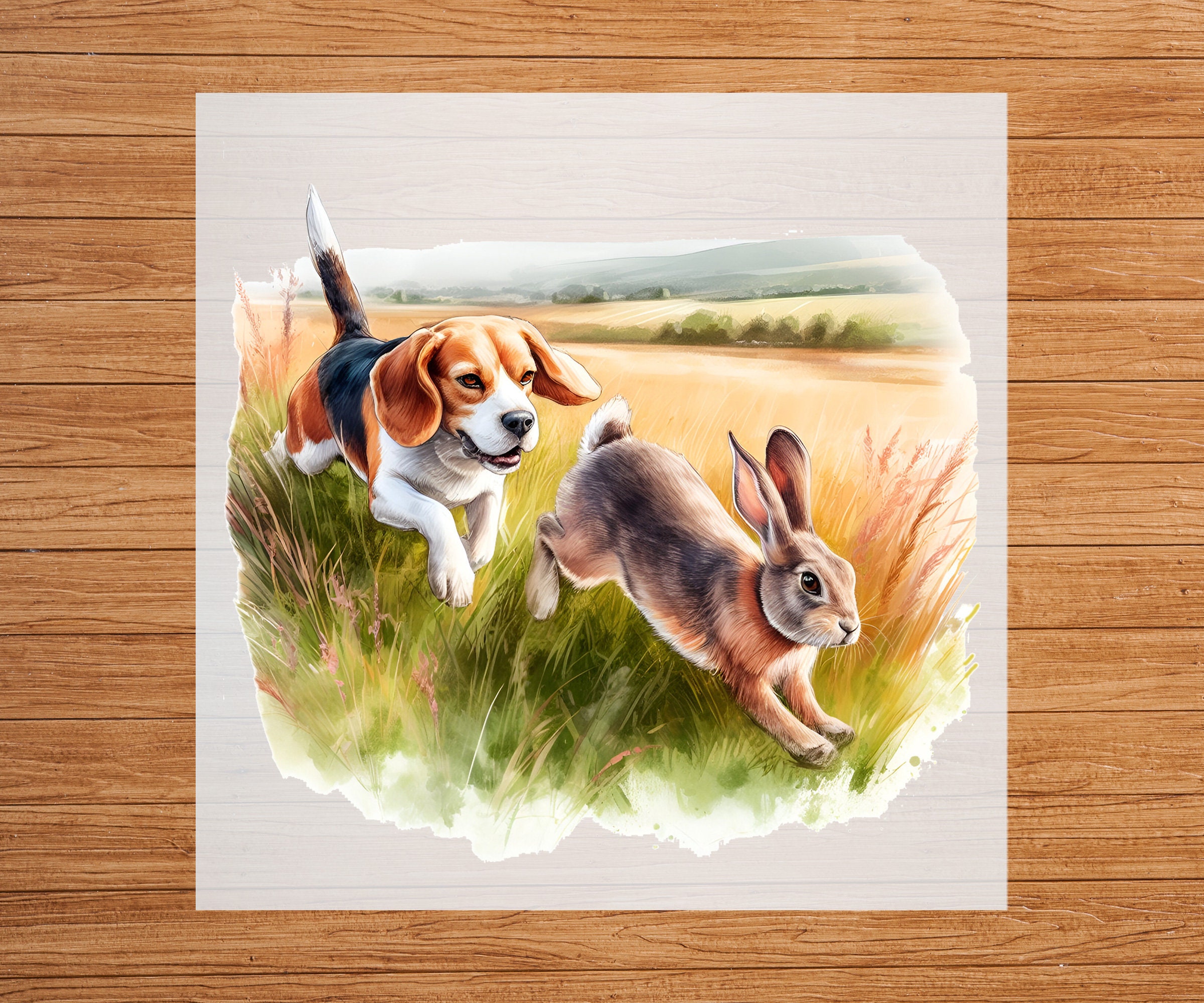 Beagle and Hare Rabbit Hunting DTF Transfer, Classic Hunter Design ...
