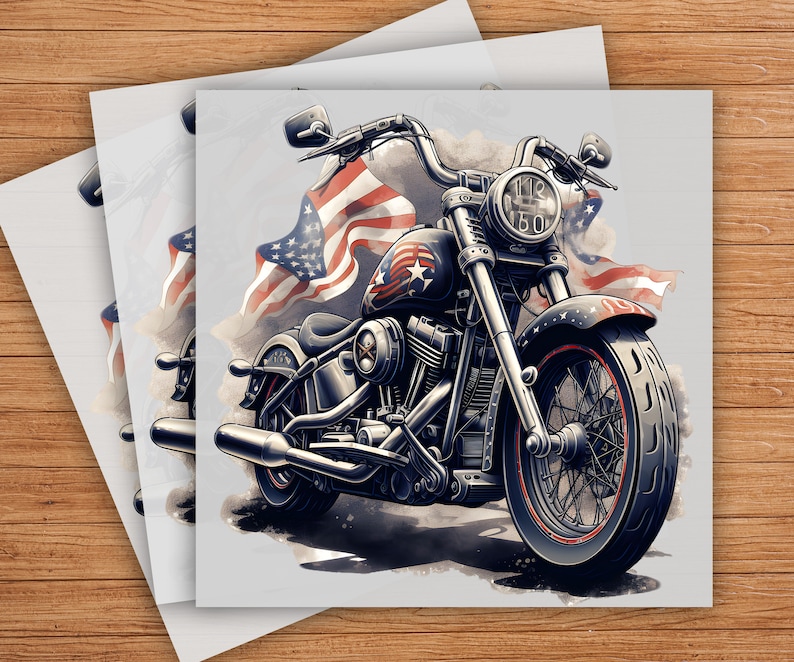 American Flag Harley Chopper DTF Transfer: Patriotic Biker Design - Etsy