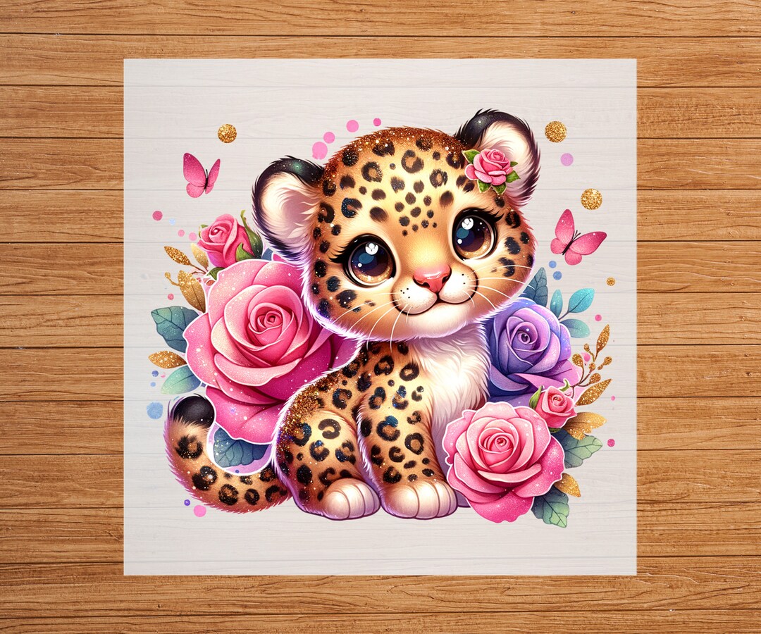 Baby Leopard DTF Transfer, Cute Leopard Safari Design for Toddler Outfits, Ready Press Heat ...