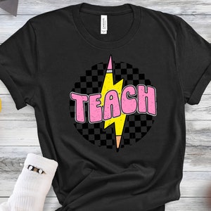 Checkered Teach Pencil DTF Transfer: Custom Teacher Apparel - Etsy