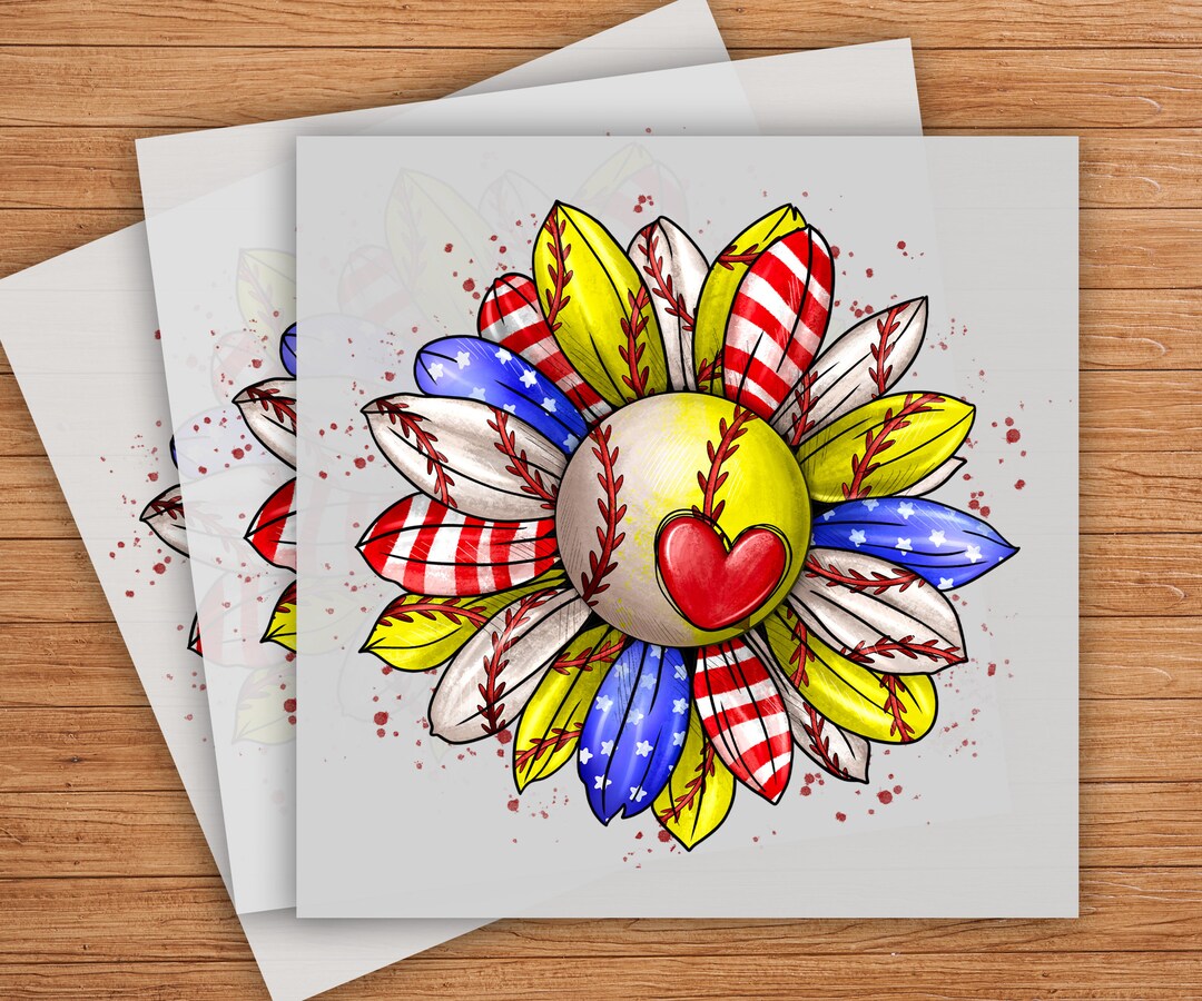 American Sunflower Baseball Softball DTF Transfer: Patriotic Sports ...