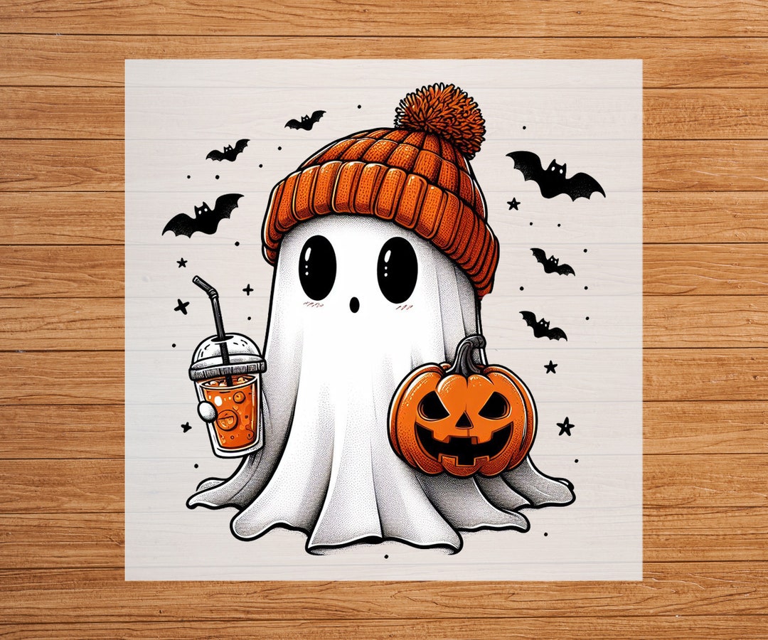 Cute Ghost DTF Transfer, Halloween Design, Ready to Press, Iron on ...