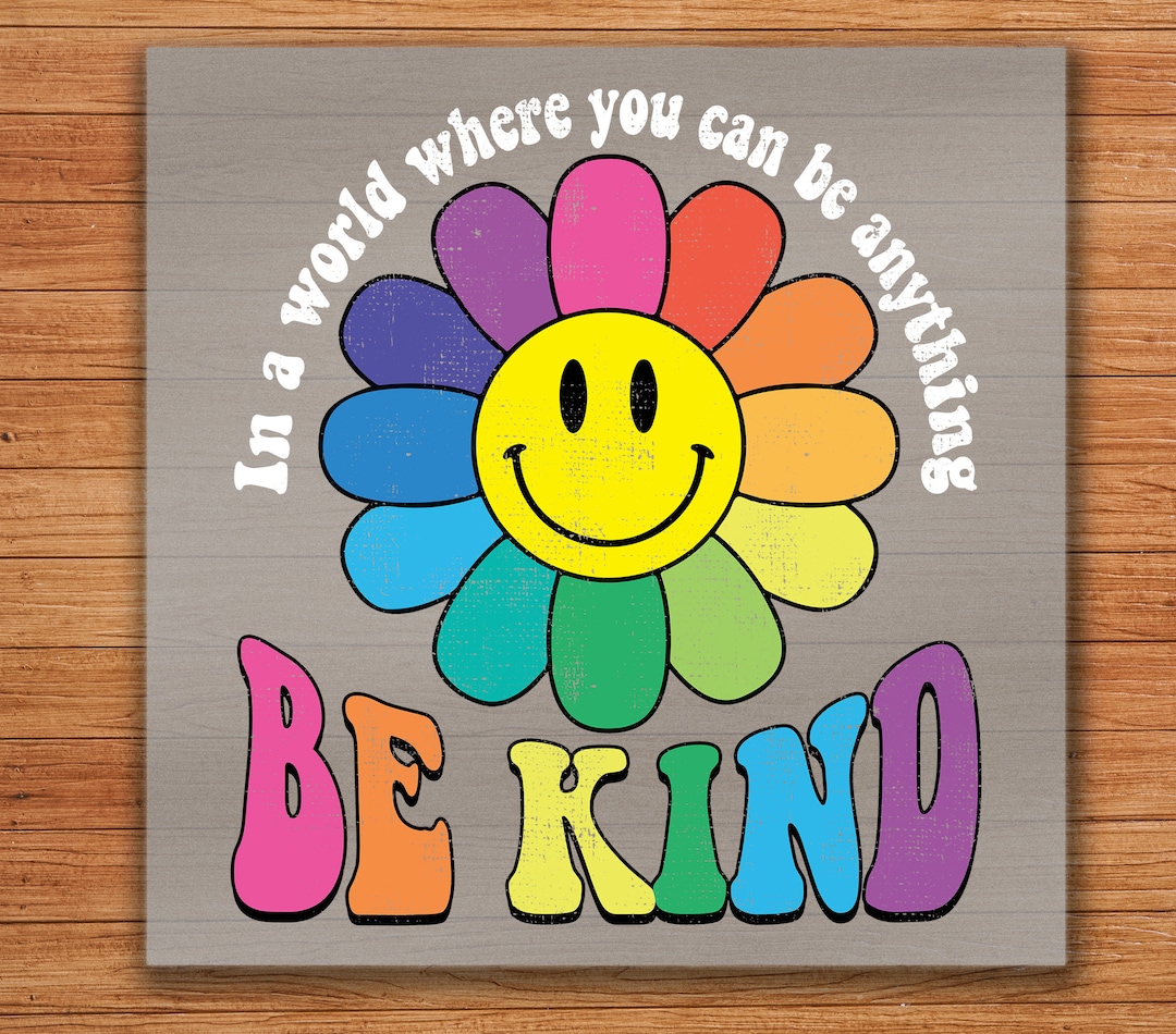 Be Kind DTF Transfer: Retro Smiley Flower Iron-on - Etsy