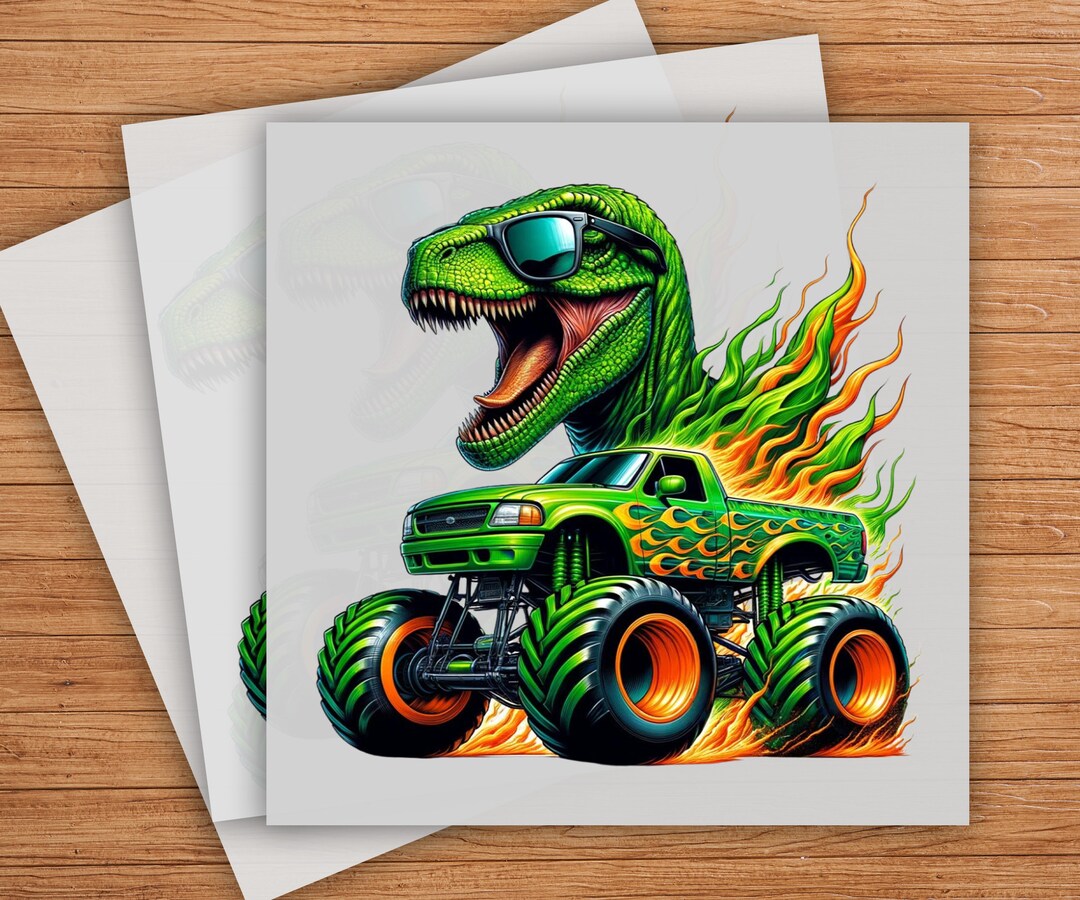 Velociraptor Dinosaur Monster Truck DTF Transfer: Ready-to-press ...