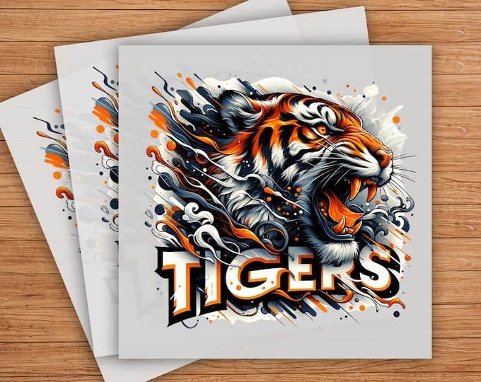 Tiger Head Mascot DTF Transfer, Easy to Apply, High-quality Print ...