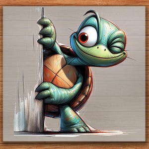 Winking Turtle DTF Transfer: Funny Cartoon Heat Transfer - Etsy