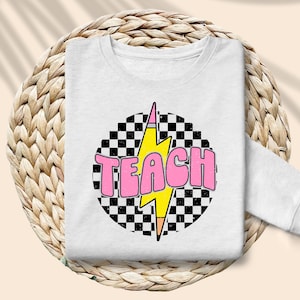 Checkered Teach Pencil DTF Transfer: Custom Teacher Apparel - Etsy