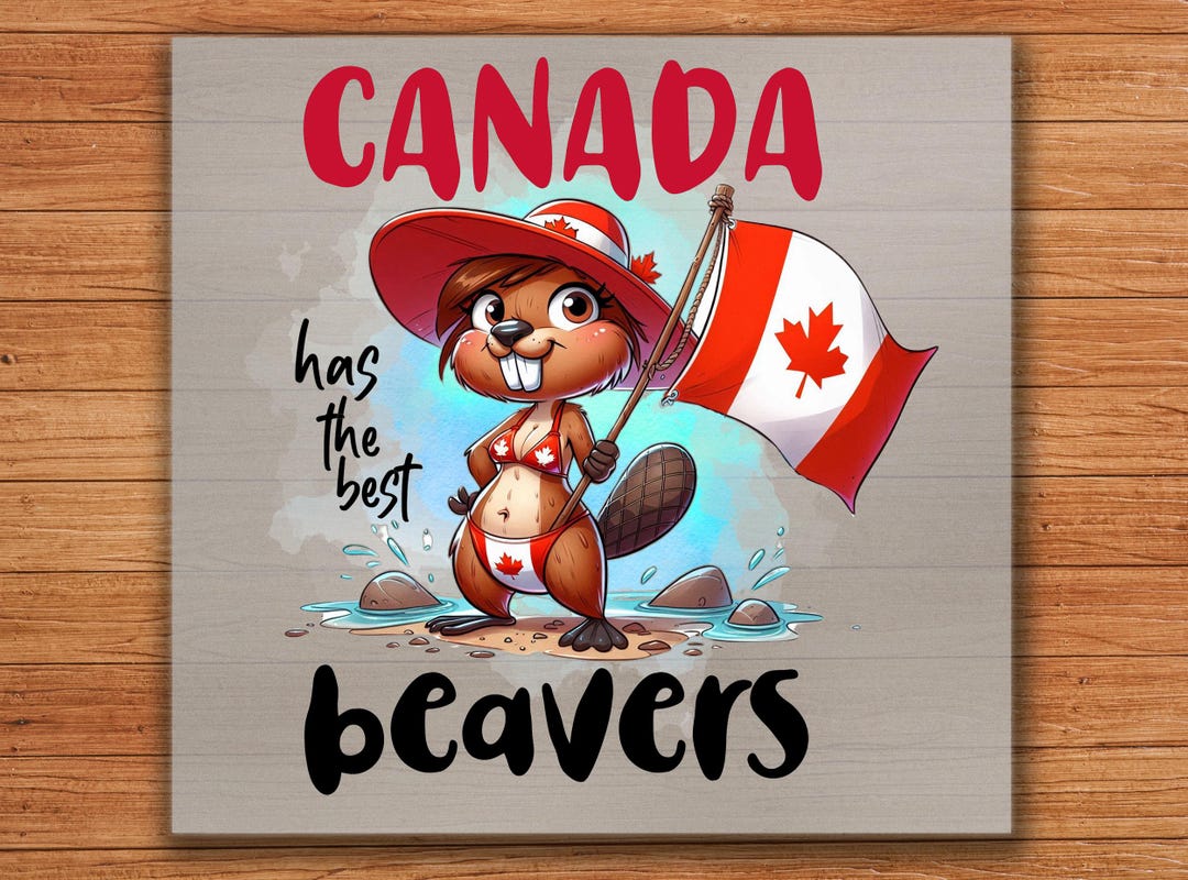 Funny Beaver DTF Transfer, Canada Maple Leaf Bikini, Cute Cartoon ...