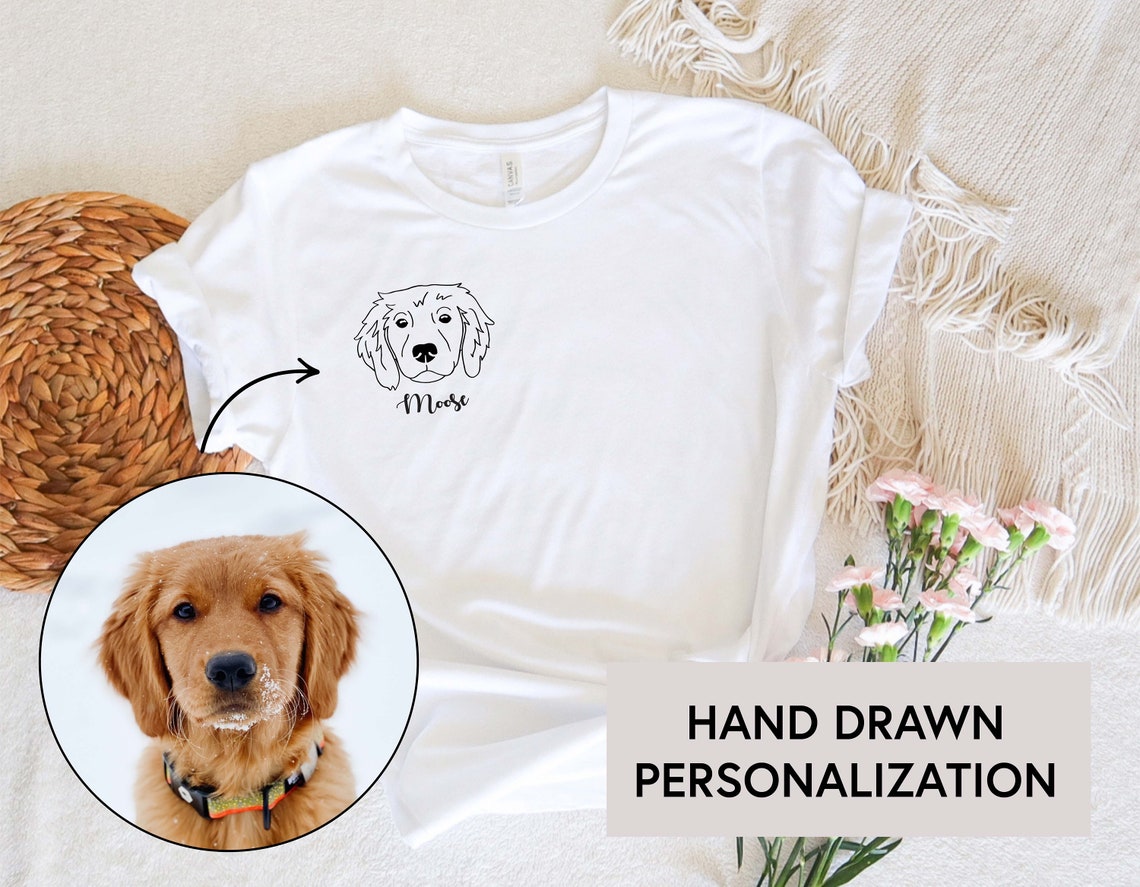 Custom Pet Face Personalized White T-shirt Hand Drawn - Etsy