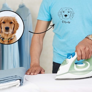 Custom Pet Face Personalized Hand Drawn Customized Line Art Iron on ...