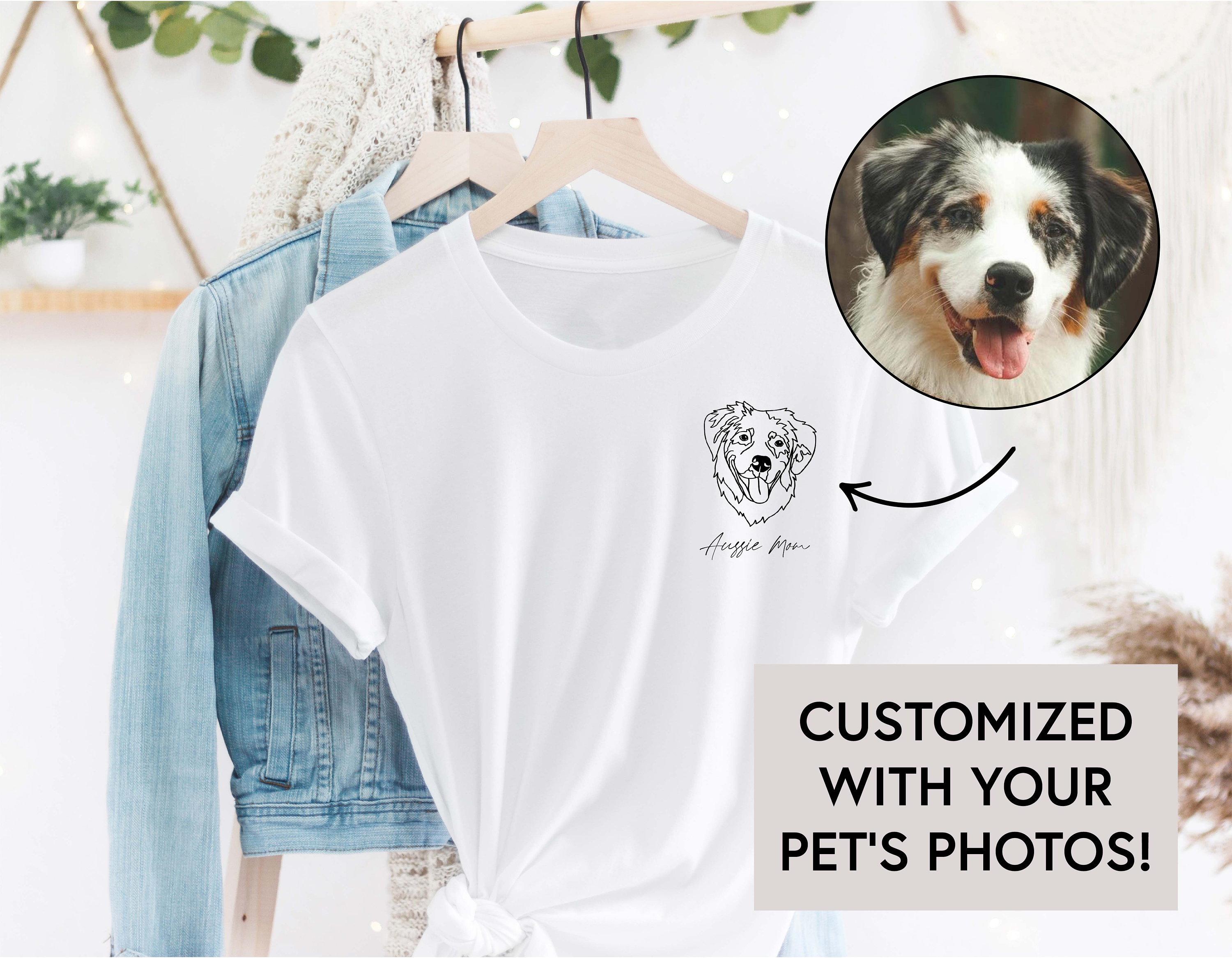 Custom Pet Face Personalized White T-shirt Hand Drawn - Etsy