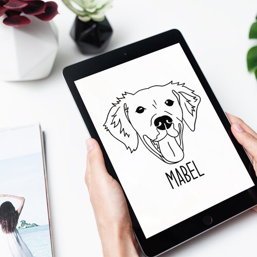 Custom Pet Face Personalized Hand Drawn Customized Line Art - Etsy