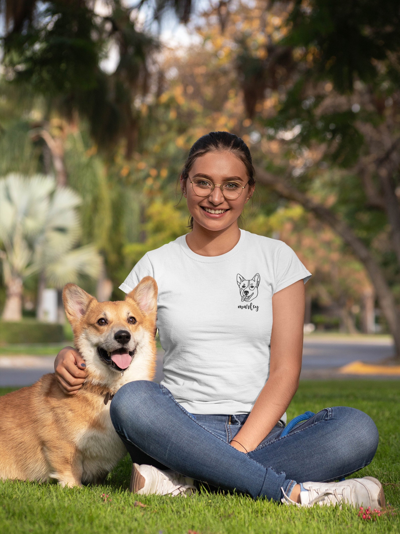 Custom Pet Face Personalized White T-shirt Hand Drawn | Etsy