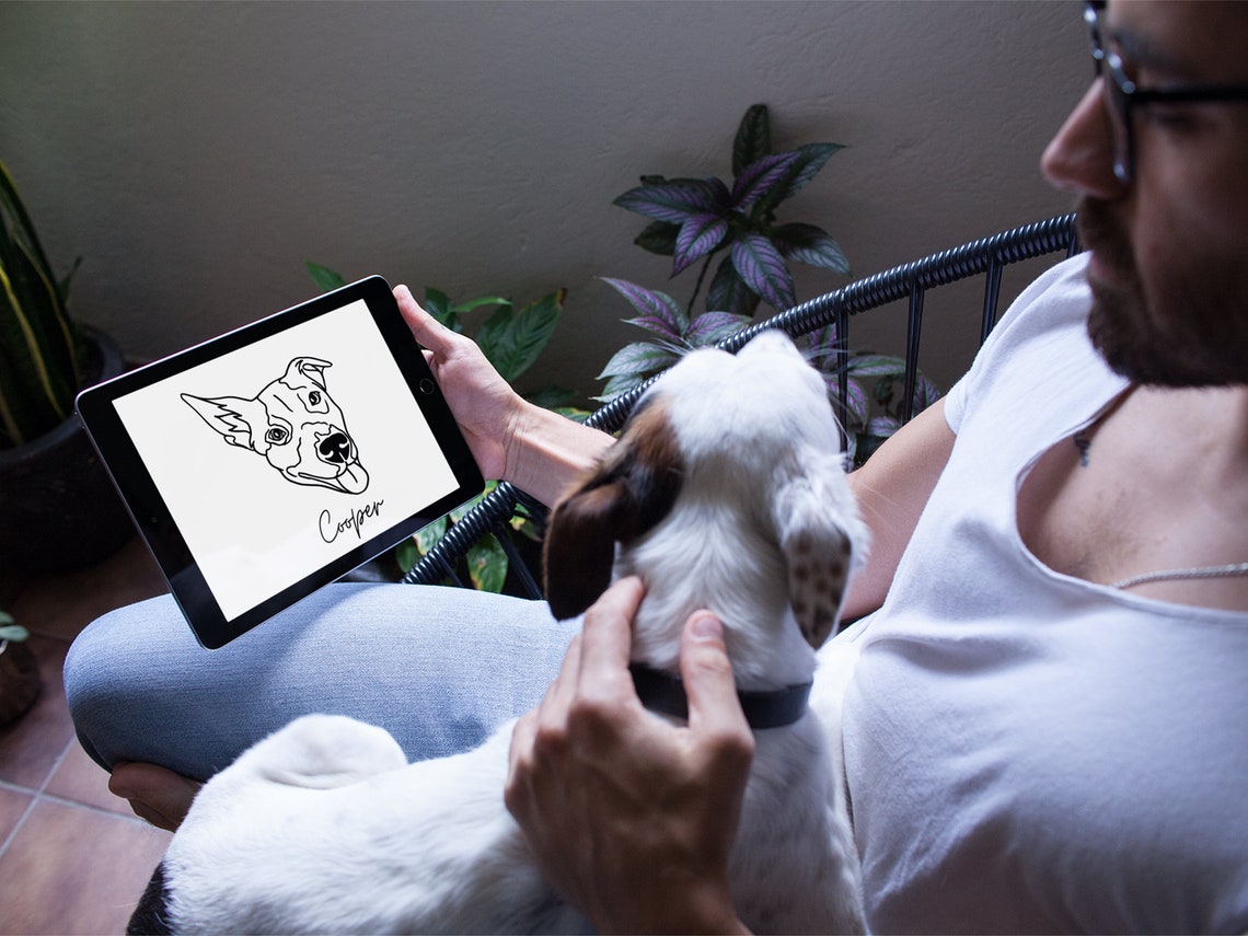 Custom Pet Face Personalized Hand Drawn Customized Line Art | Etsy