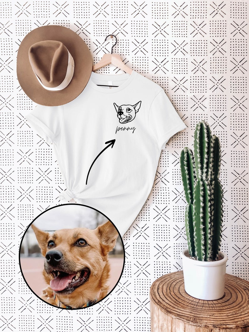 Custom Pet Face Personalized White T-shirt Hand Drawn | Etsy