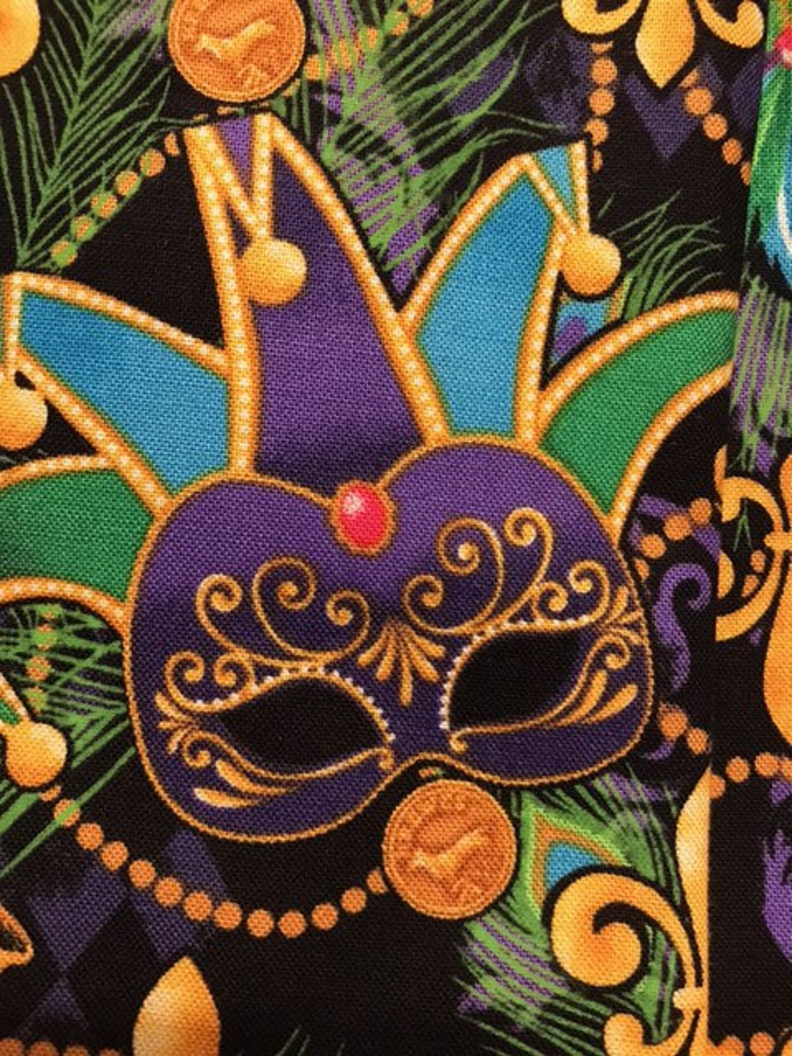 Mardi Gras Masks 100% Cotton Fabric by the 1/2 yard 18 | Etsy