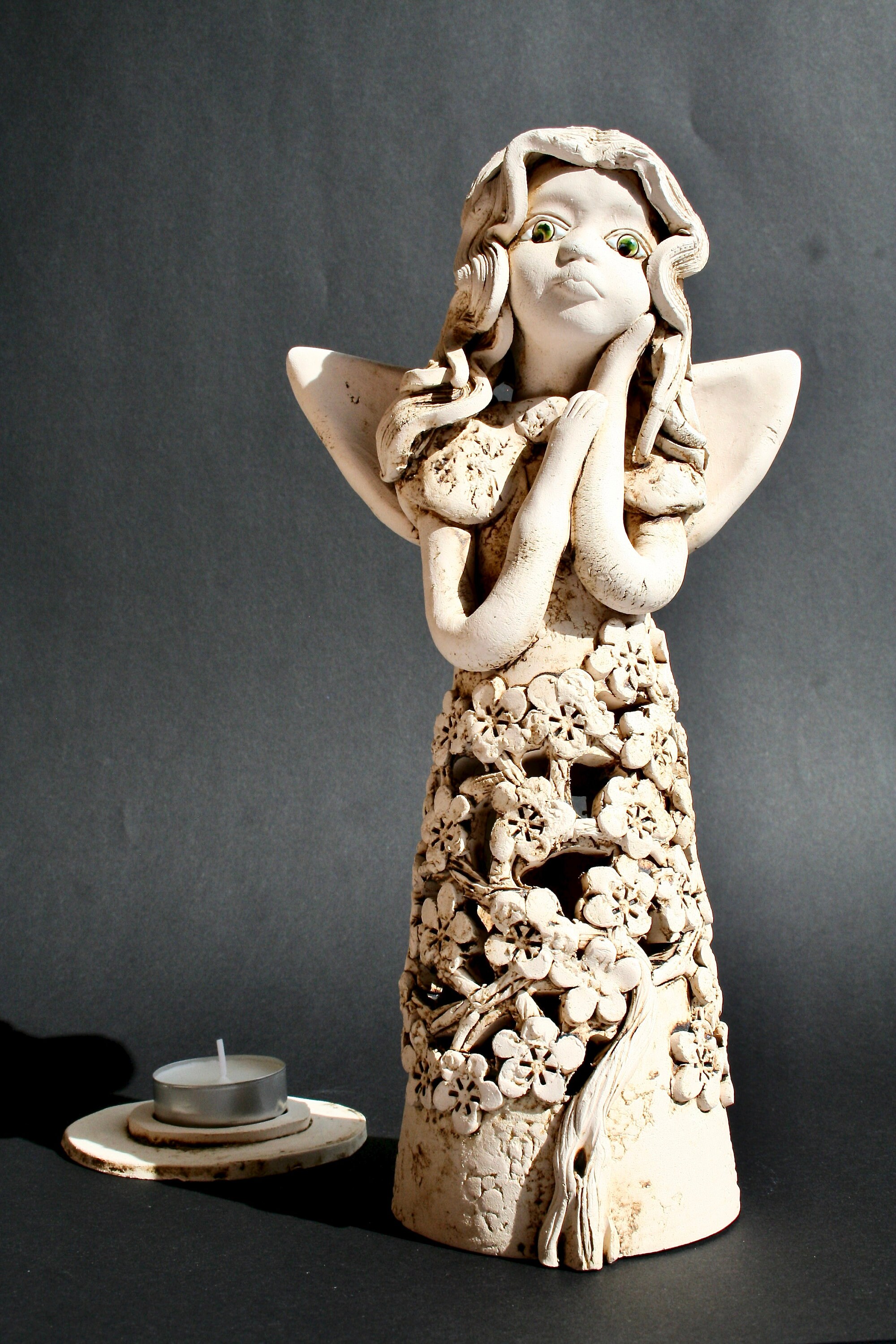 Collectible Ceramic Angel Tealight Holder|handmade Angel Figurine ...