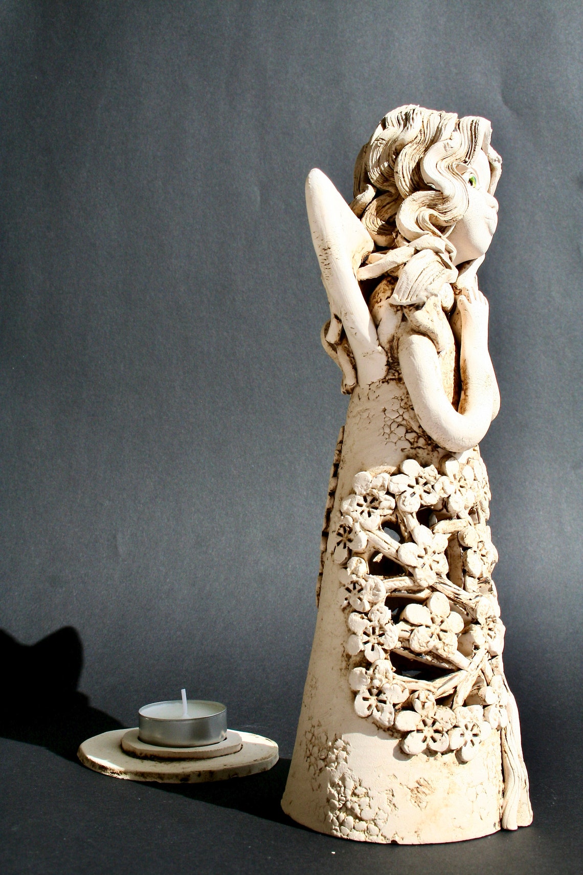 Collectible Ceramic Angel Tealight Holder|handmade Angel Figurine ...