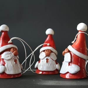 Handmade Ceramic Santa Bells| Ceramic Christmas Tree Ornaments|winter ...