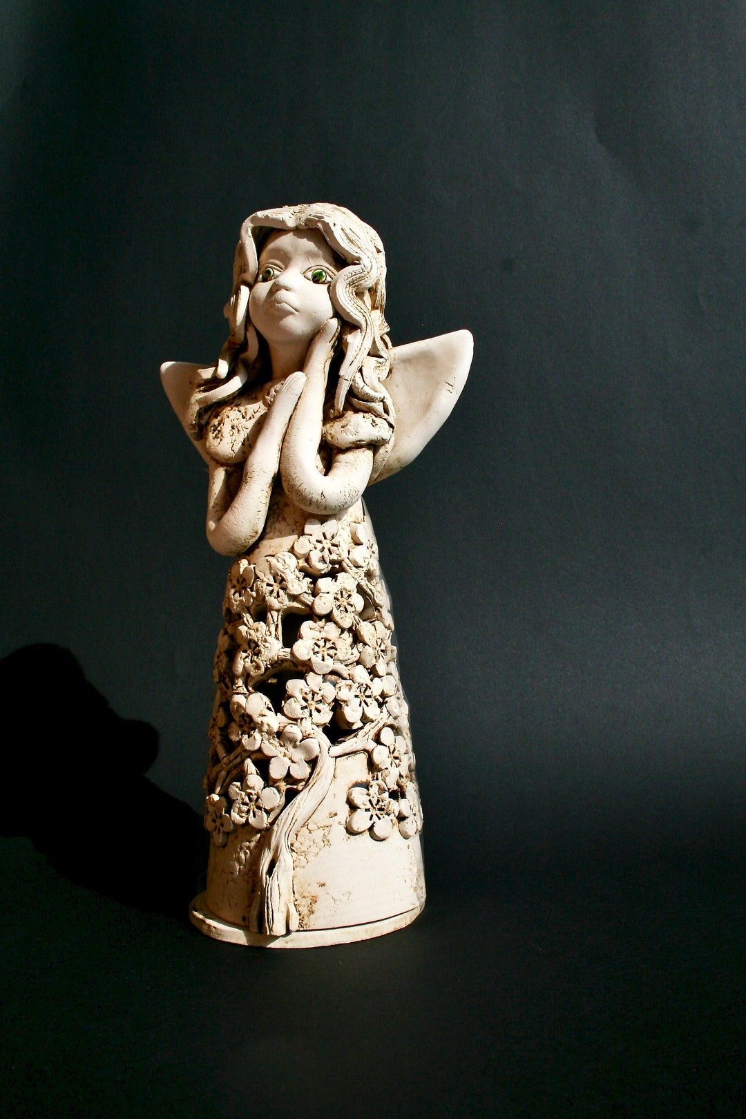 Collectible Ceramic Angel Tealight Holder|handmade Angel Figurine ...