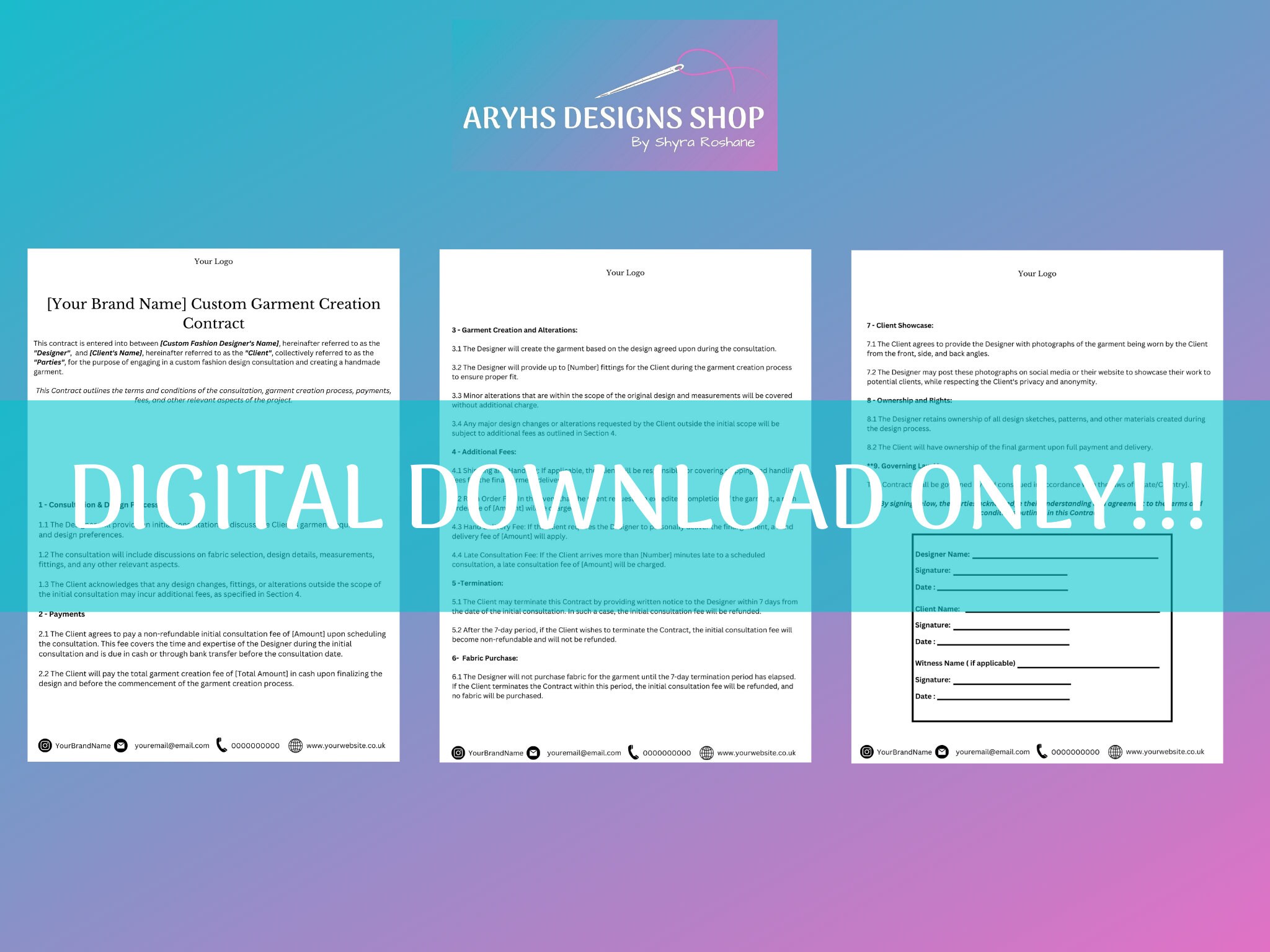 Simple Custom Garment Contract Template - 100% Canva Editable - Simple ...