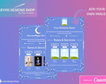 DIY Simple Black and Gold Fashion Designer Rate Card Canva Editable ...