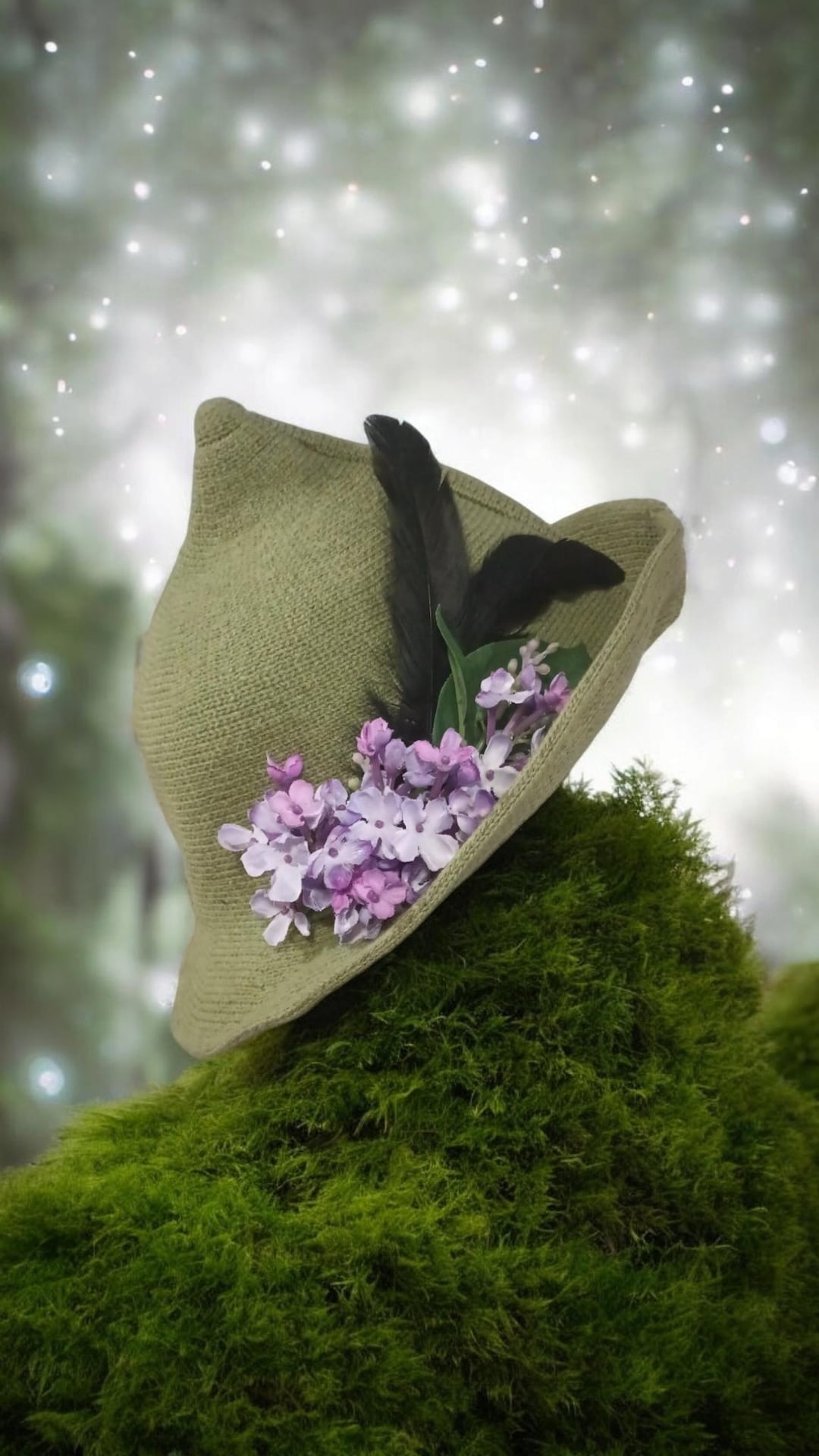 Fey Elf Hat With Lilacs and Raven Feathers - Etsy