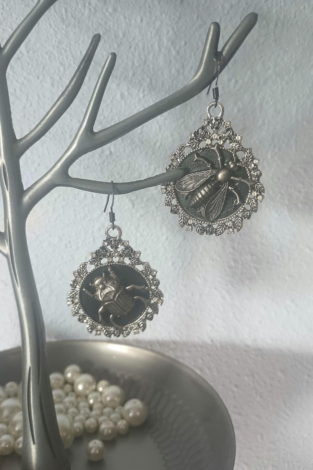 Gothic Steampunk Scarab and Wasp Earrings - Etsy
