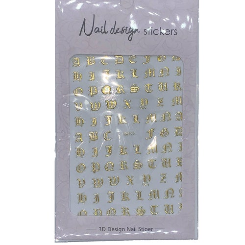 Gold Foil Letters Stickers Times New Roman Letters Nail | Etsy