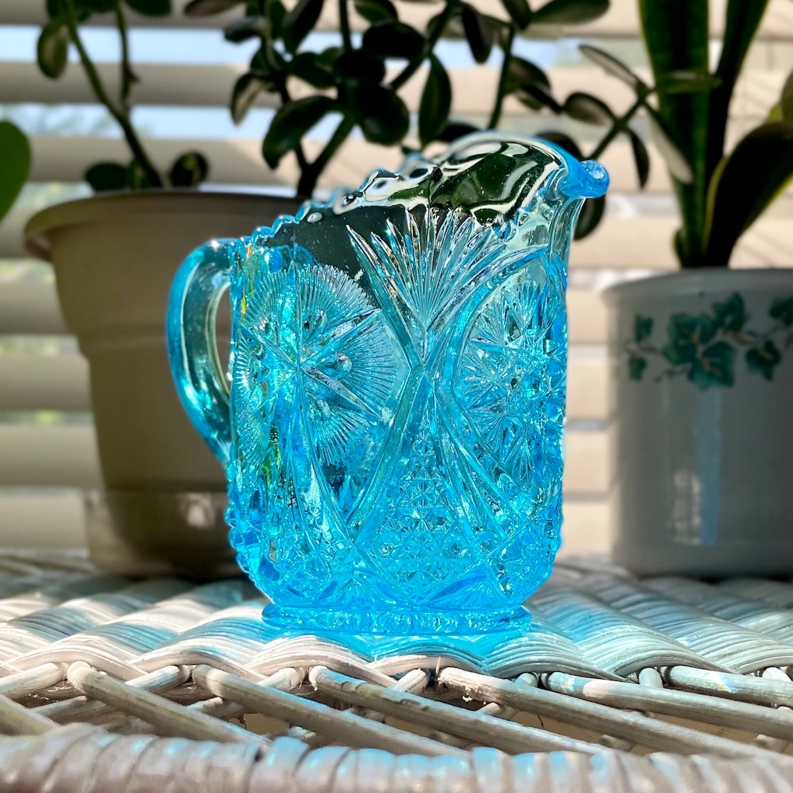 Vintage Kemple Glass Atomic Blue Creamer - Etsy
