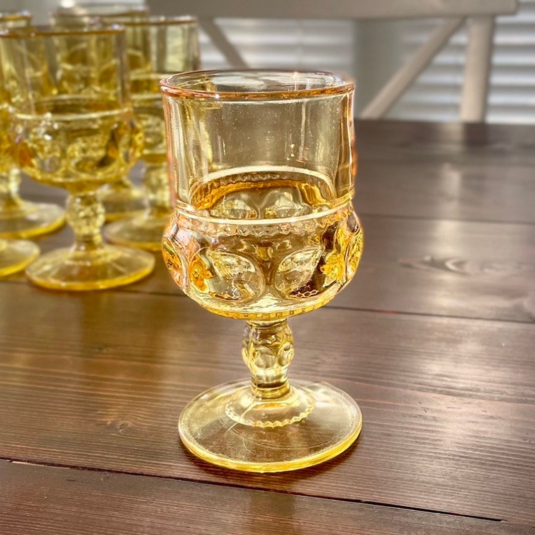 Set of 2 Vintage Yellow Tiffin Kings Crown Goblets in Excellent Vintage ...