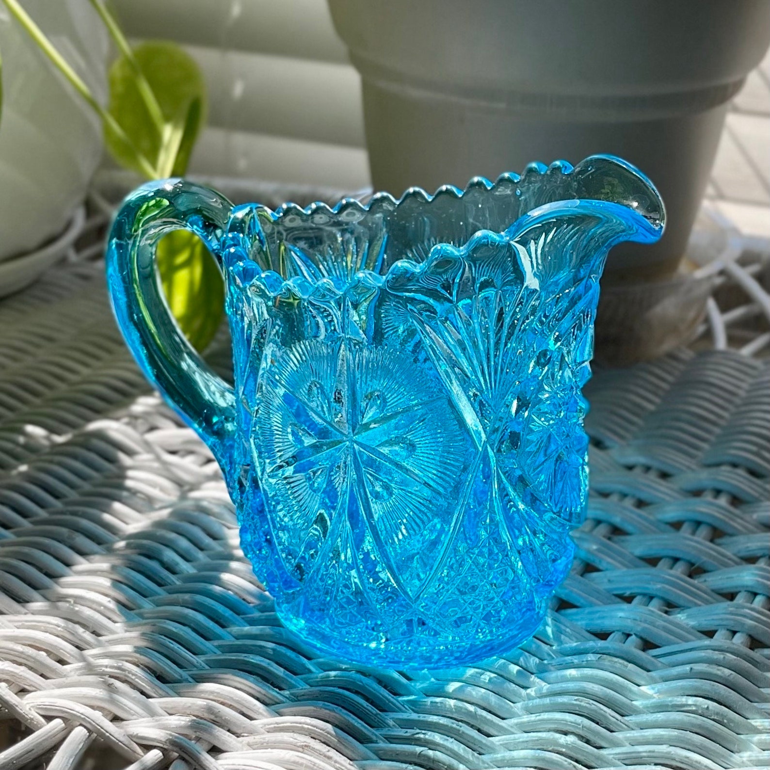Vintage Kemple Glass Atomic Blue Creamer - Etsy