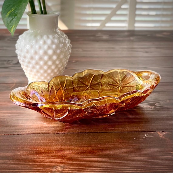 Indiana Marigold Carnival Glass Lily Pons Relish Dish - Etsy