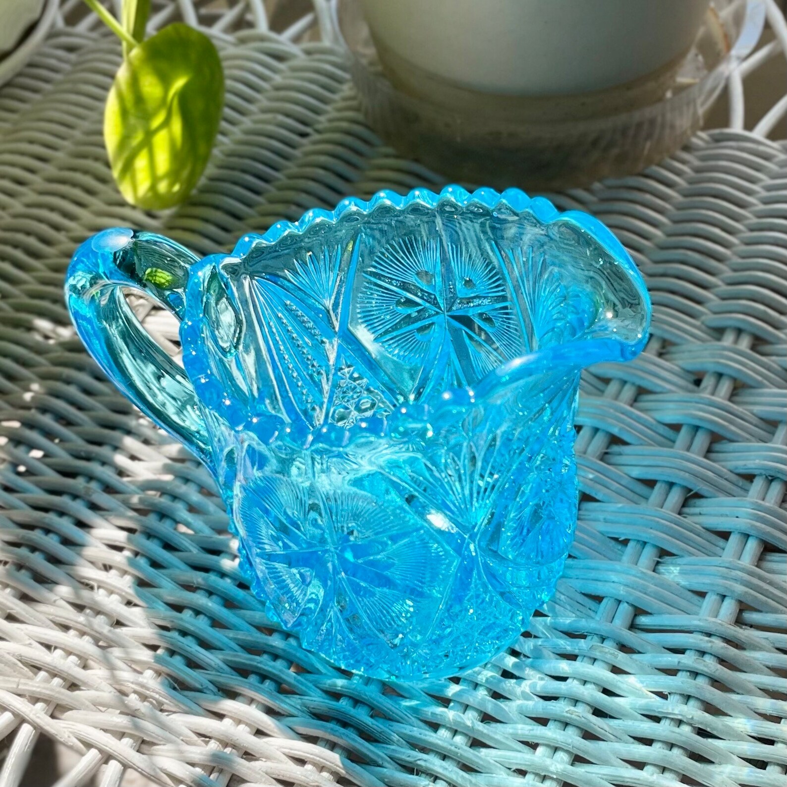 Vintage Kemple Glass Atomic Blue Creamer - Etsy