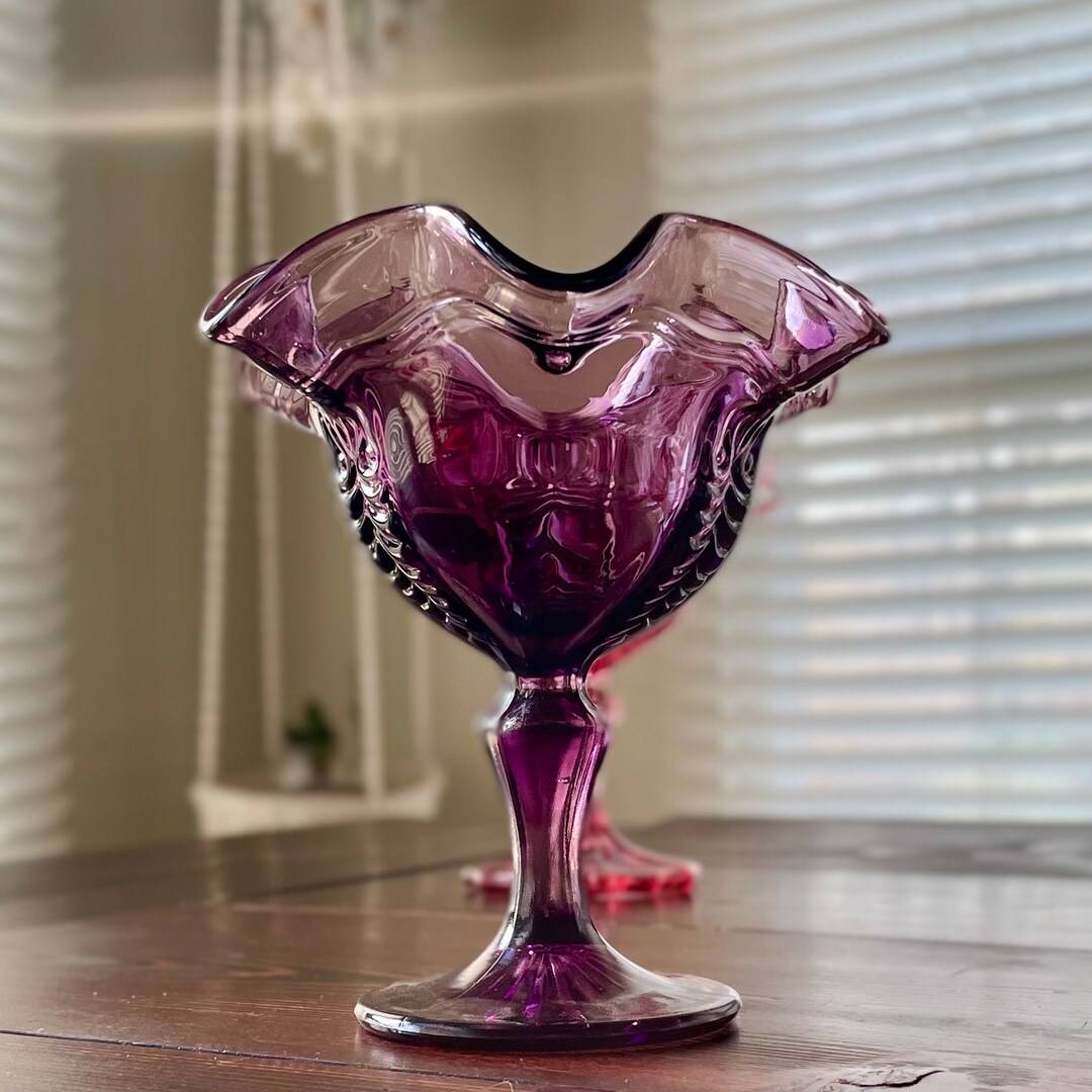 Vintage Purple Fenton Glass Compote Soy Wax Candle - Etsy