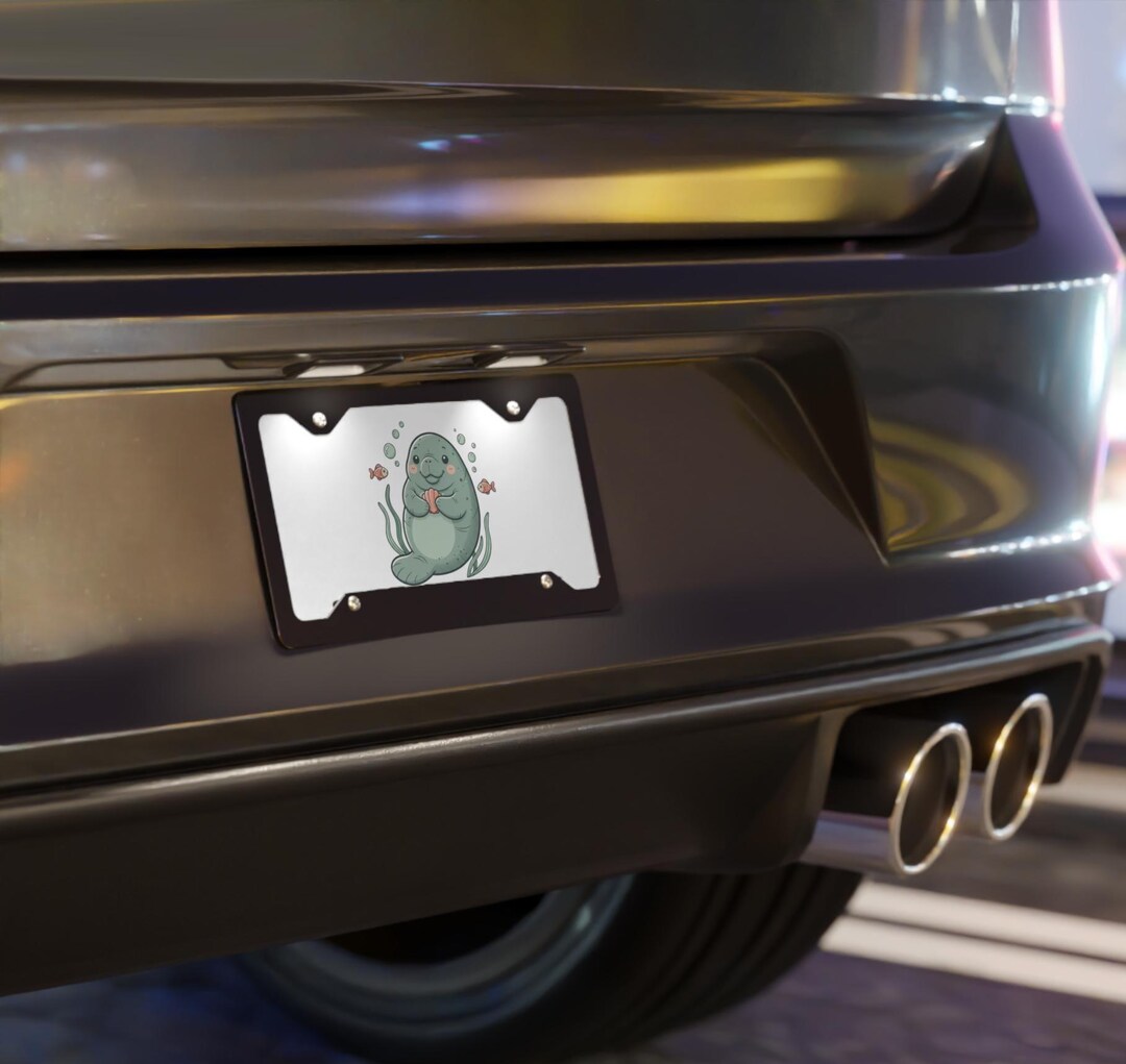 Manatee Holding a Seashell Vanity Plate , Cute Manatee Vanity Car Plate ...