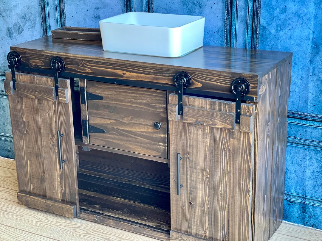 Barn Doors Farmhouse Bathroom Vanity With Vassal Sink Rustic - Etsy