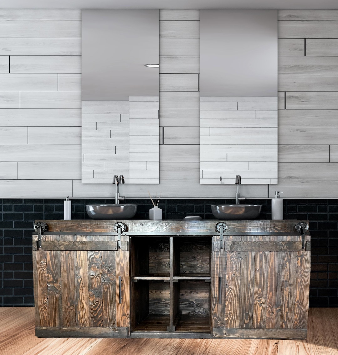 The Heavy Hitter Vanity-double Sink Barn Door Beast With Rustic Grit ...