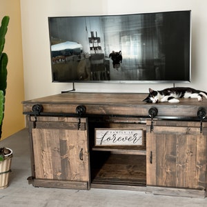 Rustic TV Stand Barn Doors Media Console Buffet Cabinet Coffee Bar Kitchen Island Farmhouse Perfect Gift Etsy
