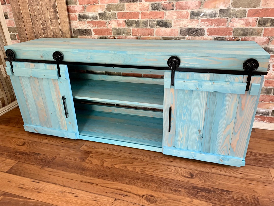 Blue Ocean Beach Coastal TV Stand Console Table With Barn - Etsy