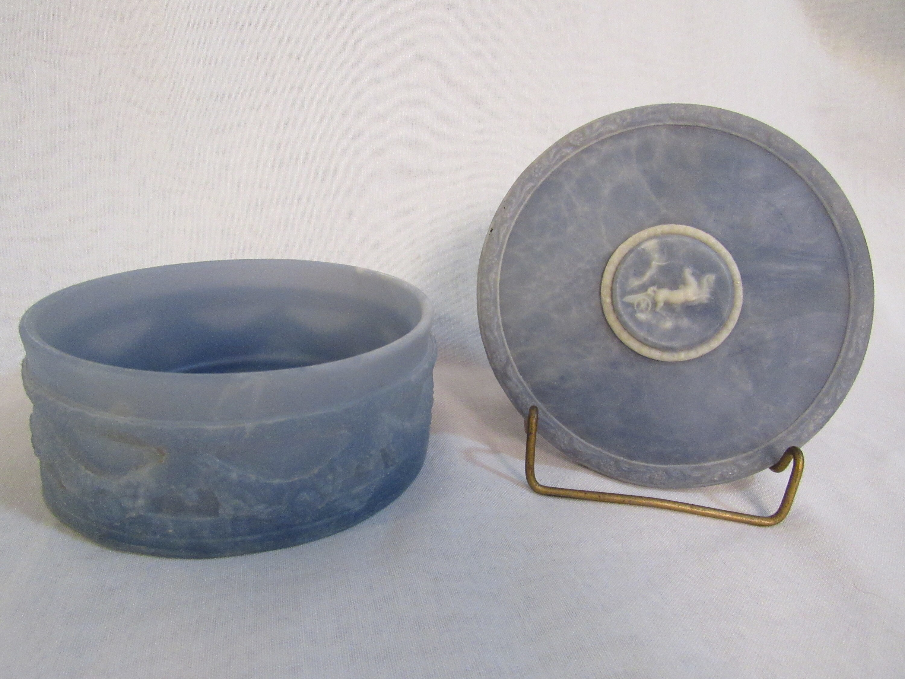 Genuine Incolay Stone Handcrafted 4.5 Round Trinket Box Blue | Etsy