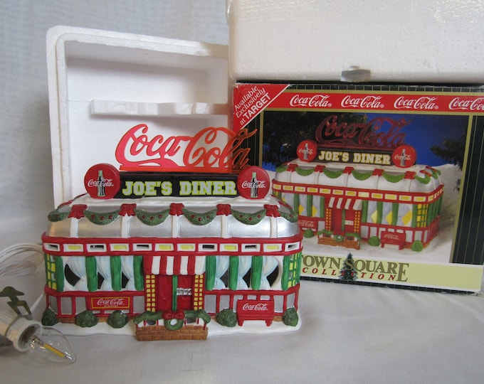 Town Square Coca Cola Village 1998 Joe's Diner Lighted Porcelain ...