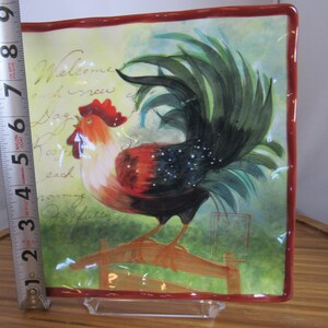Susan Winget Certified International Rooster 8.5" Square Salad Plate - Etsy